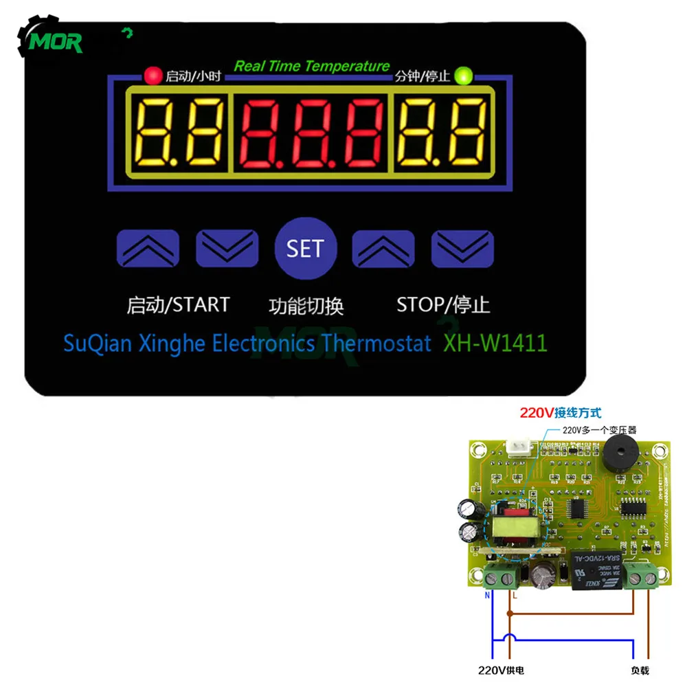 Termostato de XH W1411 W1411, controlador de temperatura Digital LED, cc 12V CA 110V 220V ...