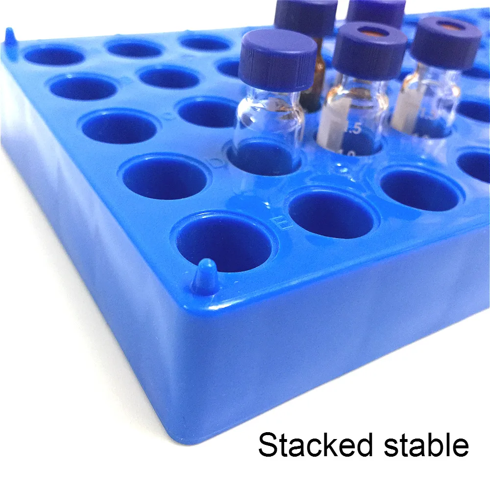 10 Packs Vial Rack Single Blue Holds 50 Standard 12 mm 2 mL vials ...