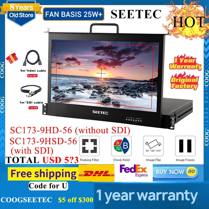 SEETEC-17-3-Inch-1RU-Pull-Out-Rack-Mount-Monitor-Full-HD-1920x1080 ...