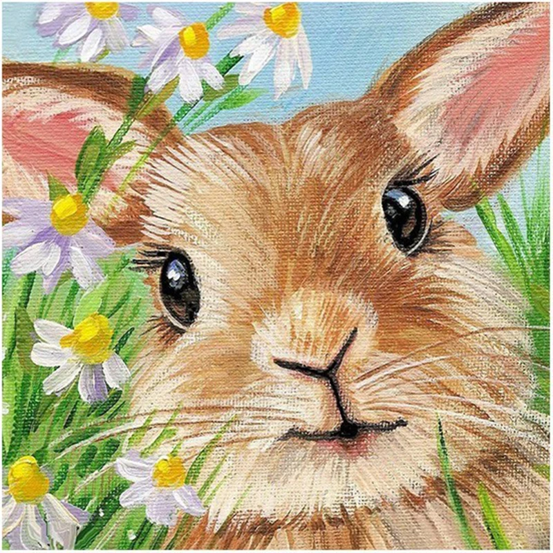 Full 5D Diy Daimond Painting "Rabbit's head" 3D Diamond Painting Round ...
