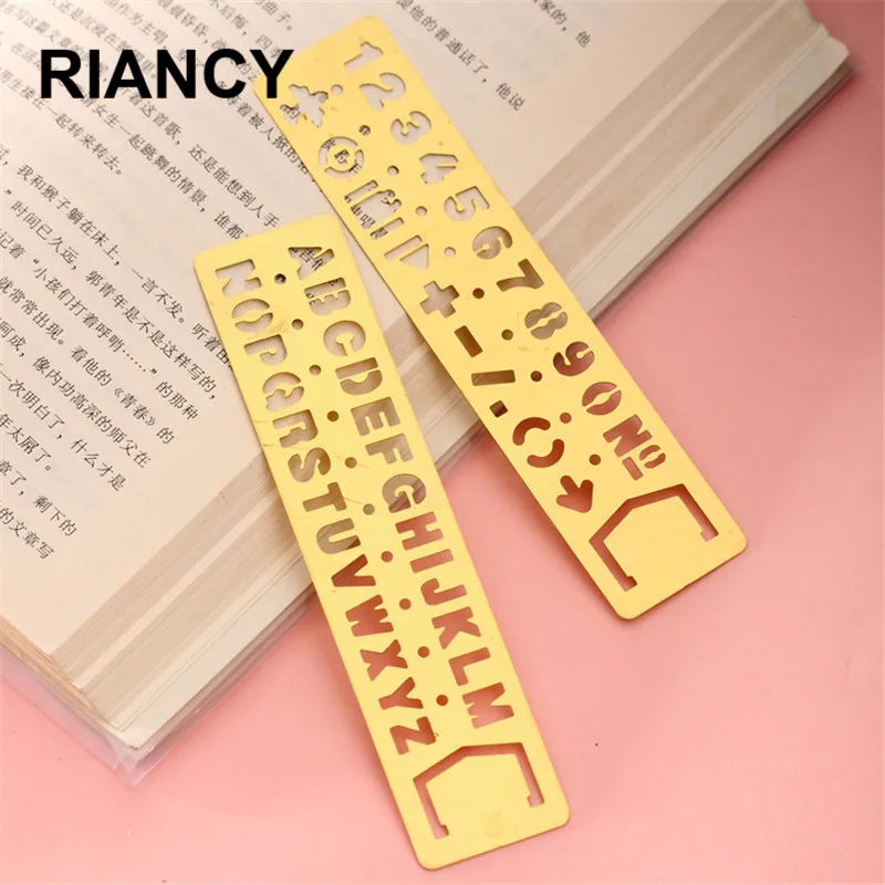 Kawaii metal hollow straight ruler Number Letter pattern Bookmark DIY ...