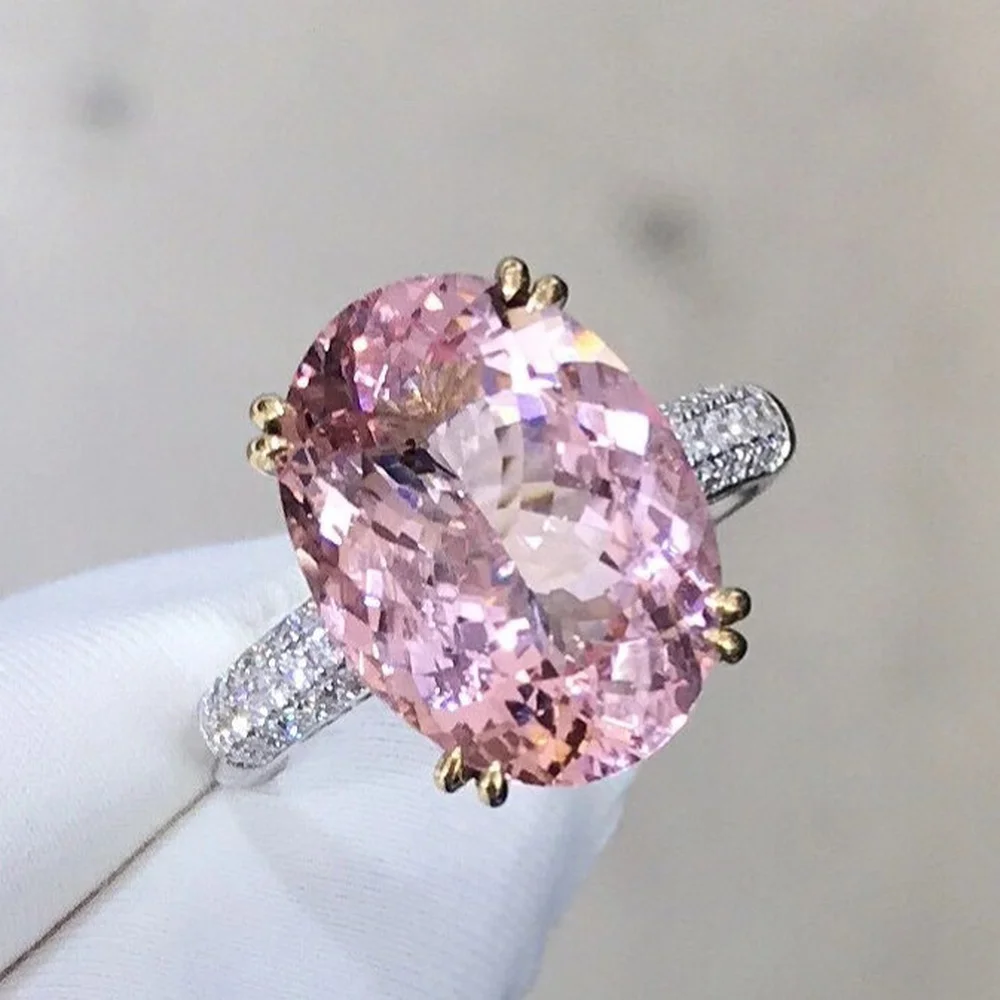 Luxury-Oval-4ct-Pink-Diamond-cz-Ring-925-sterling-silver-Engagement ...