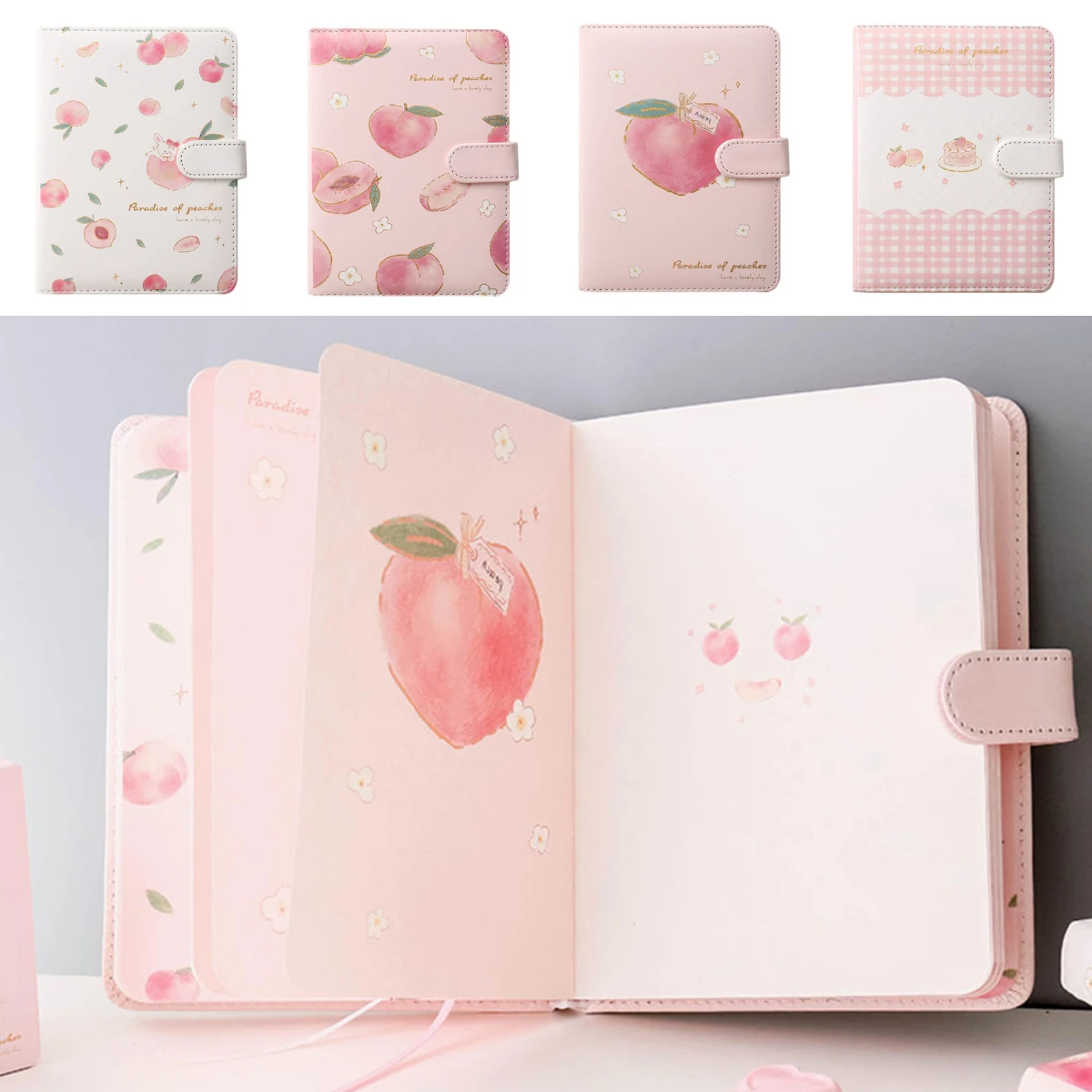 Cute-Peach-Design-A5-Notebooks-Girl-Student-Color-Page-Kawaii-Notebook ...