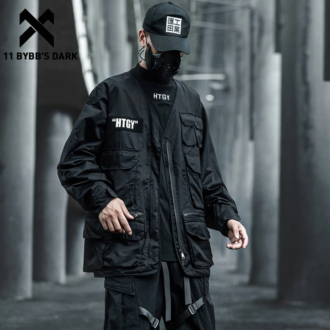 11 Bybb's Dark Hip Hop Streetwear Jackets Men Autumn Multi Pocket Dark ...