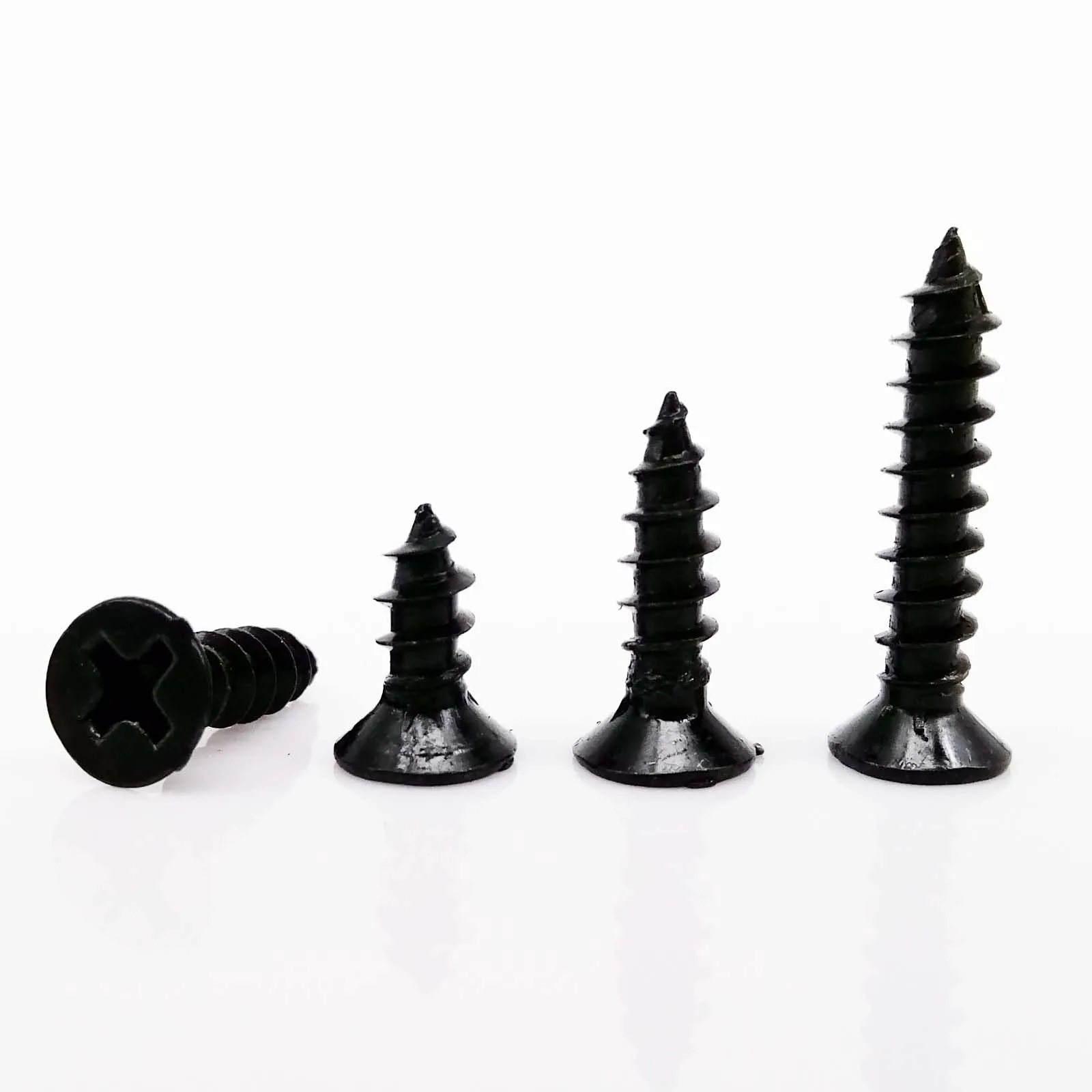 100pcs M1-3mm -Vis à bois autotaraudeuse en acier noir M1 M1.2 M1.4 M1.7 M2 M2.6 M3 M4, Mini ...