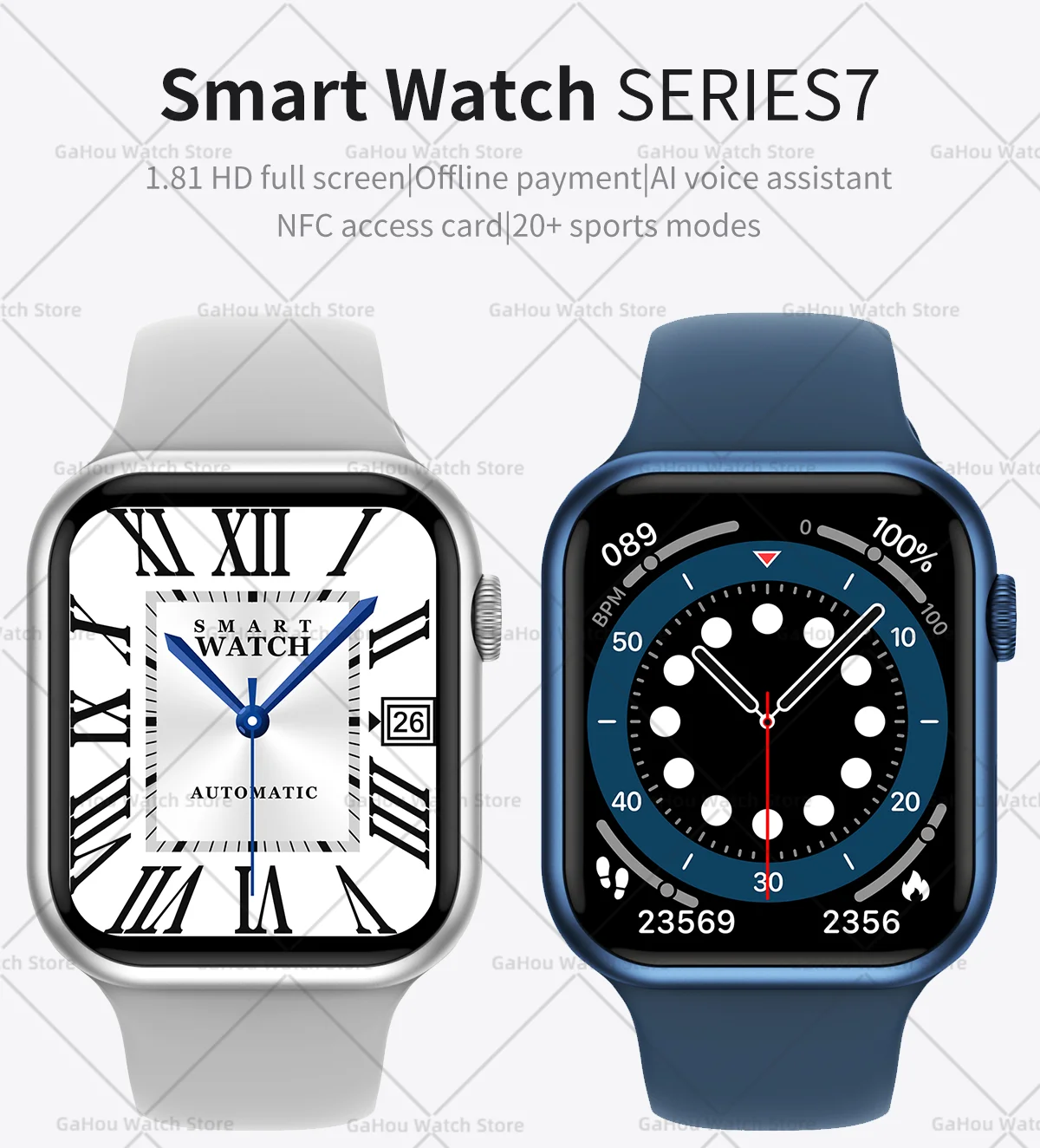 Smart Watch Series 7 IWO HD7 Fitness Tracker smartwatch NFC ไร้สายชาร์จ ...