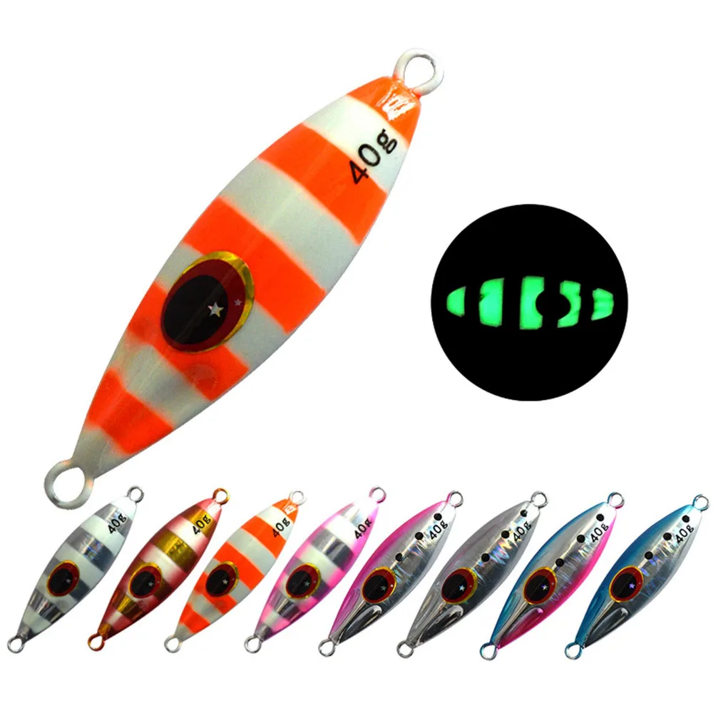 5PCS Zebra Glow Luminous Bass Stripe Fishing Ocean Boat Jig Deep Sea ...