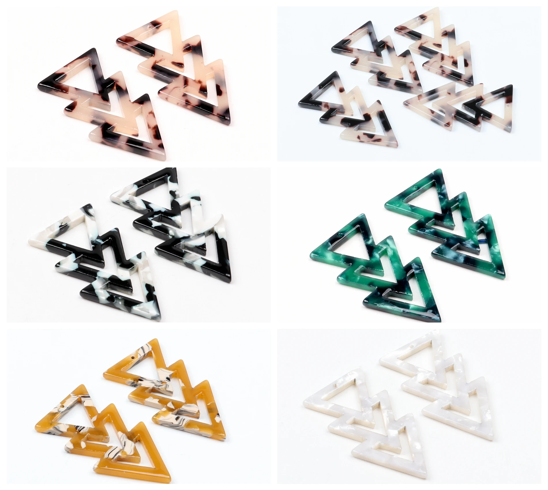 Tortoise Shell Earring Charms,Acetate Acrylic Triple Triangle Shaped ...