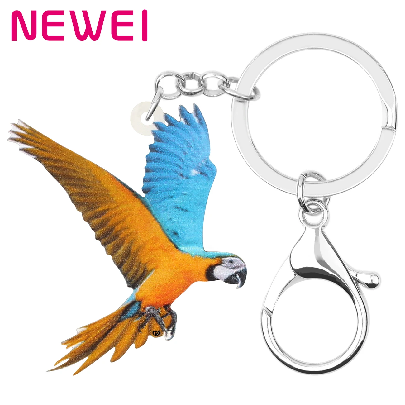 Newei Acrylic Macaw Parrot Keychains Aesthetic Cute Animal Bird Keyring ...