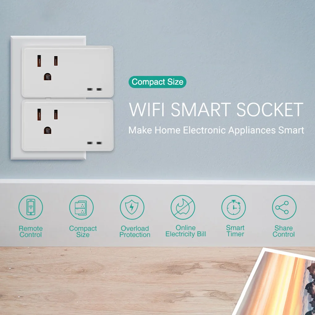 2.4G Smart Home Remote Control Wifi Power Socket Wall Mounted Voice ...