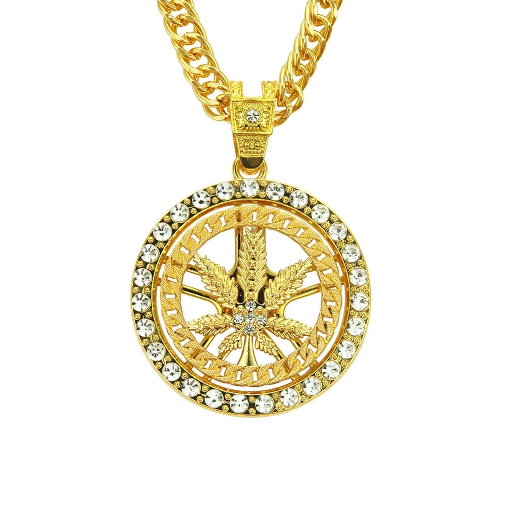 Strass Hip Hop pavimentato Bling ghiacciato catena cubana Spinner ...