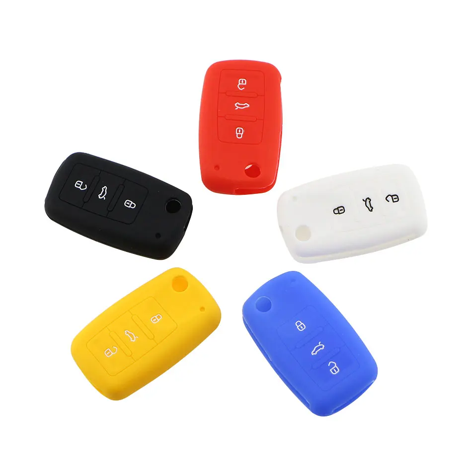 3 Buttons Silicone Car Key Cover Case for VW Golf Bora Jetta POLO ...