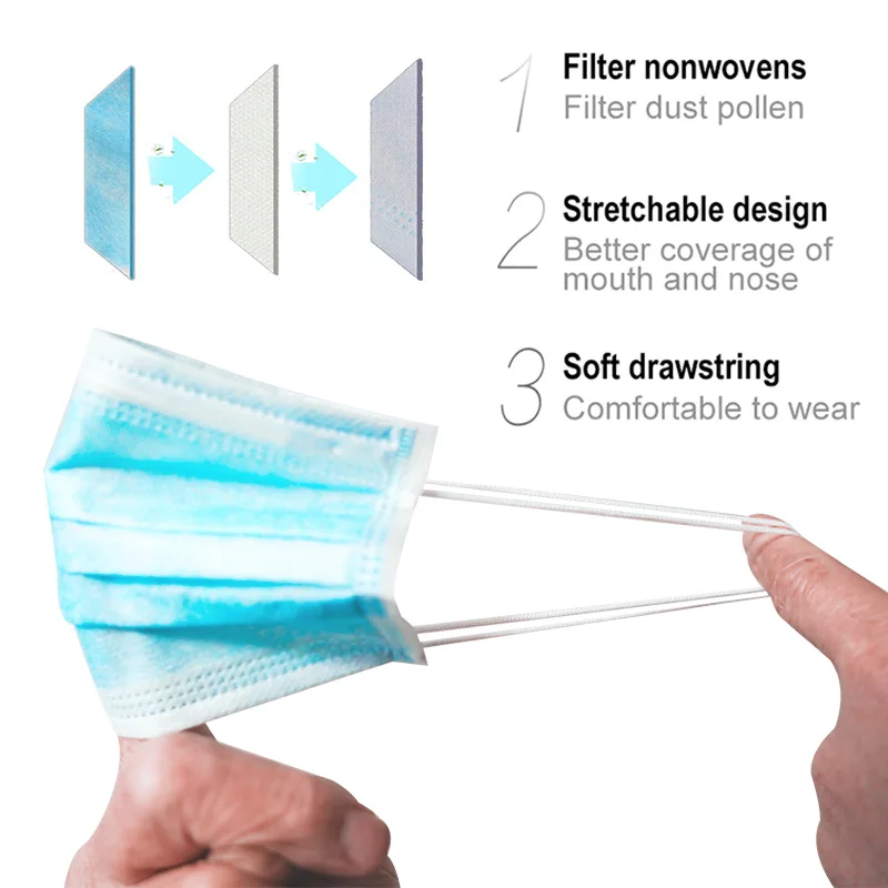 wholesale Disposable Face Mask Non Woven 3 Layers Medical dental ...