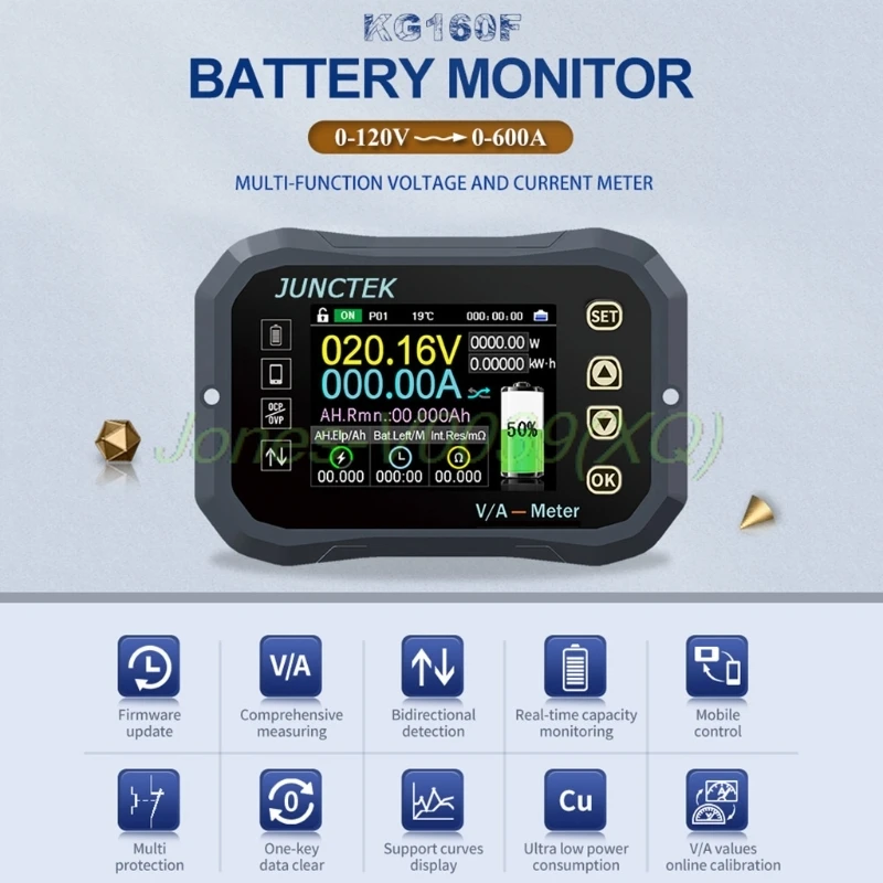 OVP/OTP/LVP/OPP/OCP/NCP 전압 전류 전력계 테스터 Temp dsiplay가있는 배터리 쿨롱 미터 120V ...