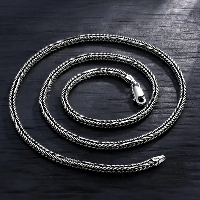 BOCAI collar de plata de ley S925 para mujer, cadena de cuello de hueso ...