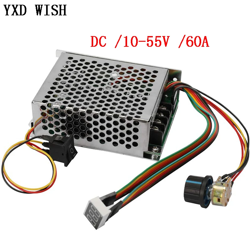 Pwm Motor Speed Controller Dc 10-55v 60a Speed Controller Cw Ccw Reversible Switch Digital ...