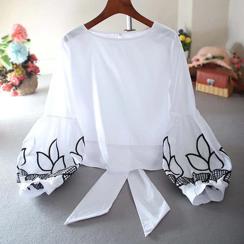 Womens Spring Tops Blouses | Blouse Print Sleeves Lanterns - Women's ...