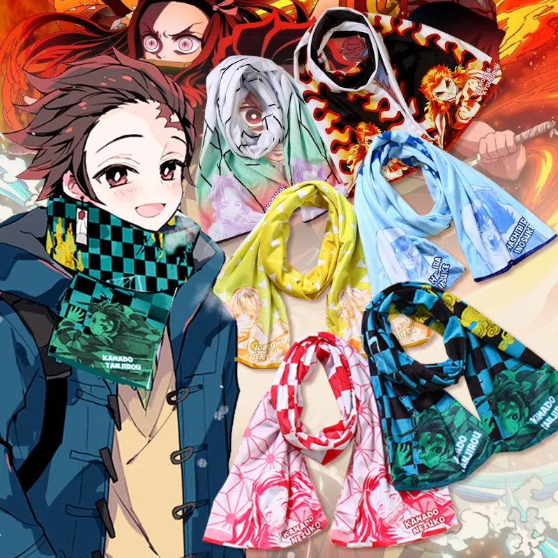 Demon Slayer Kimetsu No Yaiba Cosplay Winter Autumn Scarf Otaku Warm ...