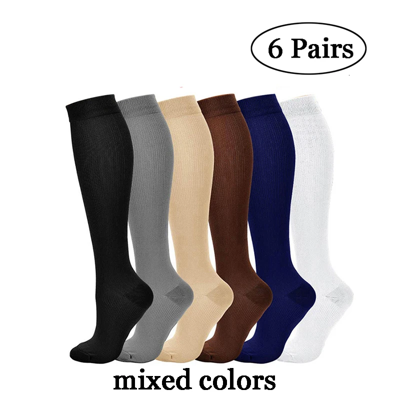 6-Pairs-lot-White-Black-Gray-Compression-Stockings-Compress-Pressure ...