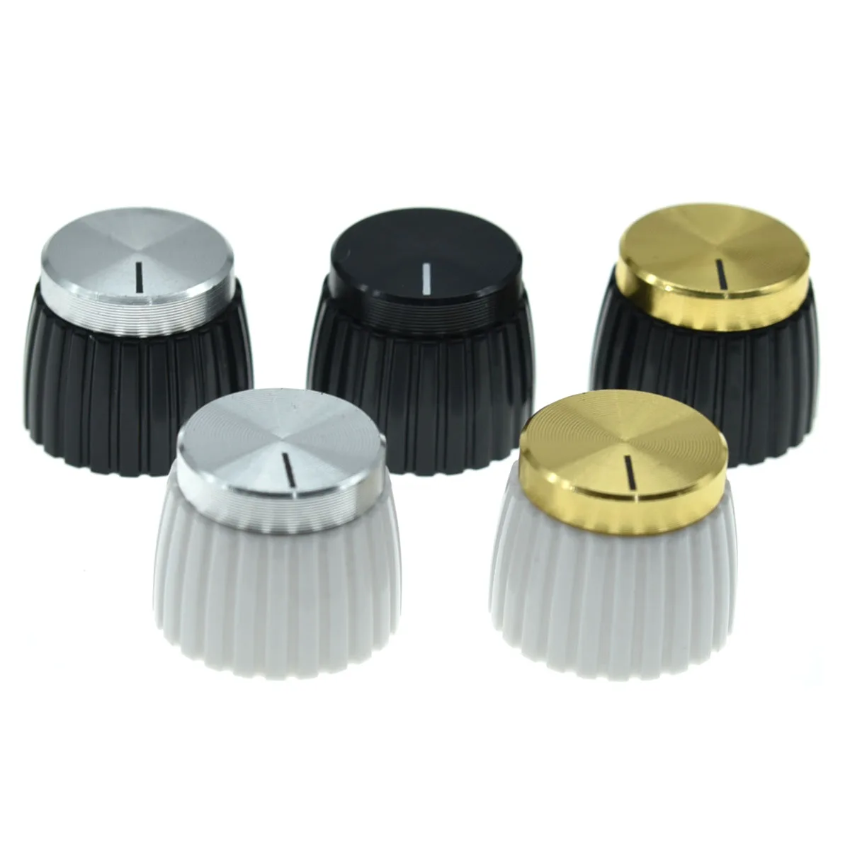 10x Guitar AMP Amplifier Knobs Black w/ Black Cap Push on Knob fits ...