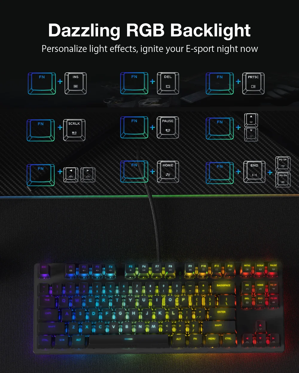 BlitzWolf BW KB2 Mechanical Keyboard 87 Keys Wired Keyboard Gateron ...