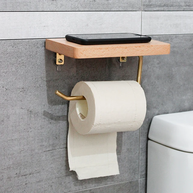 Porte Rouleau Papier Toilette sur Pied | Dérouleur de Papier WC en Bois