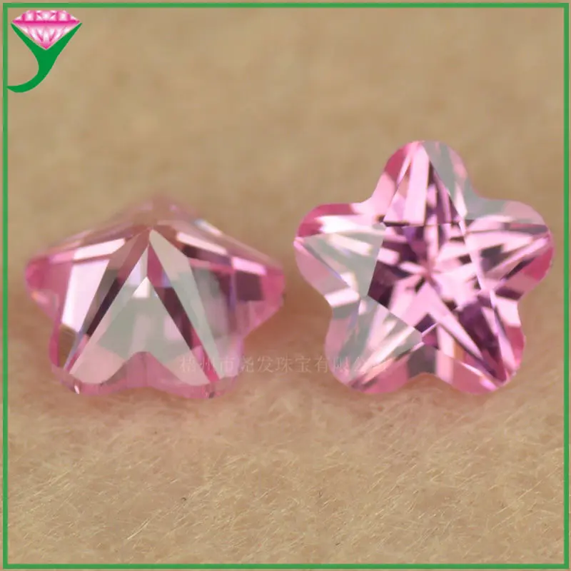 Sale-2-2-12-12mm-Pink-Red-Color-Cubic-Zircon-Stone-5-Leaves-Flower ...
