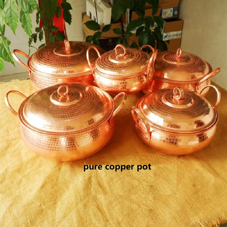 Pure-Copper-Pot-Double-Handle-Stew-Steam-Soup-Purple-Deep-Casserole ...