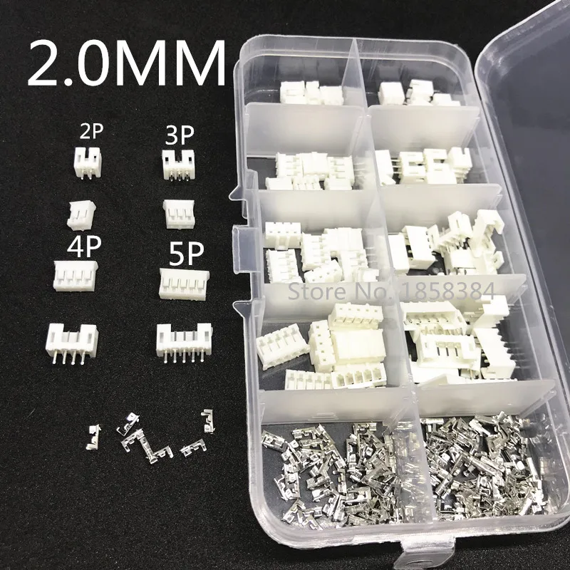 230pcs Ph2.0 2p 3p 4p 5 Pin 2.0mm Pitch Terminal Kit / Housing / Pin Header Jst Connector Wire ...