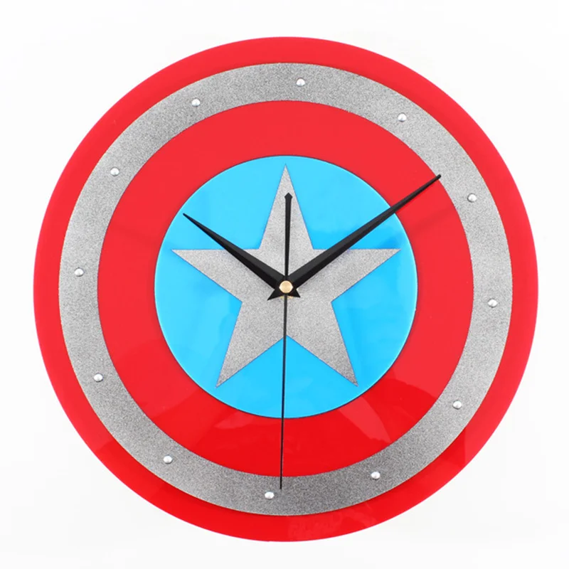 Shield Wall Clock Captain Shield Home Decor Clocks Creative Art Watch ...