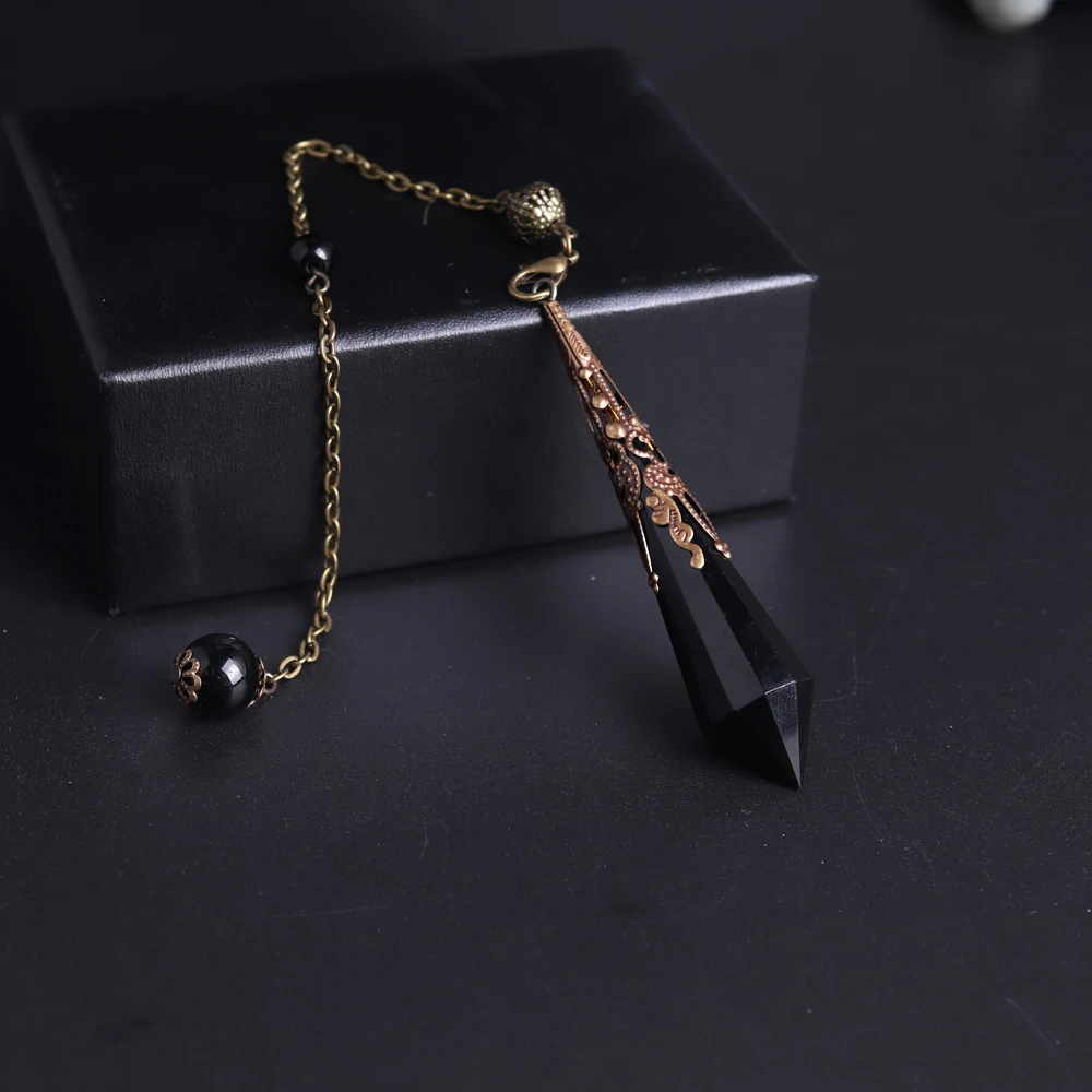 High-Quality-Natural-Black-Stone-Facet-Obsidian-Pendulum-for-Dowsing ...
