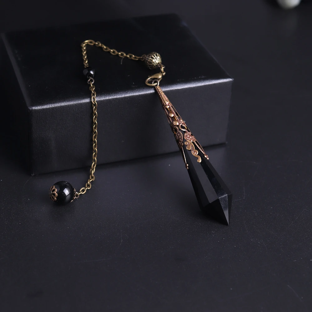 High Quality Natural Black Stone Facet Obsidian Pendulum for Dowsing ...