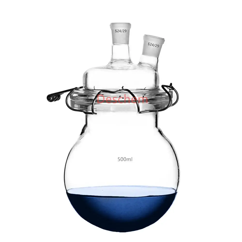 500ml-24-29-Glass-Reactor-Two-Necks-Lab-Reaction-Vessel-W-Glass-Lid ...