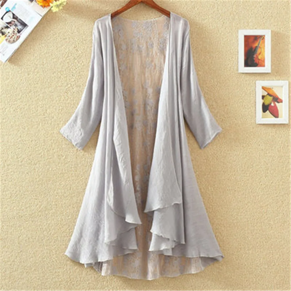 Cárdigan Kimono bohemio coreano para mujer, blusa larga bordada de ...