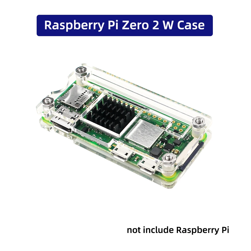 라즈베리 파이 제로 2 W 용 아크릴 케이스 Pi Zero 2 W 용 투명 투명 쉘 인클로저 하우징 옵션 냉각 방열판데모보드