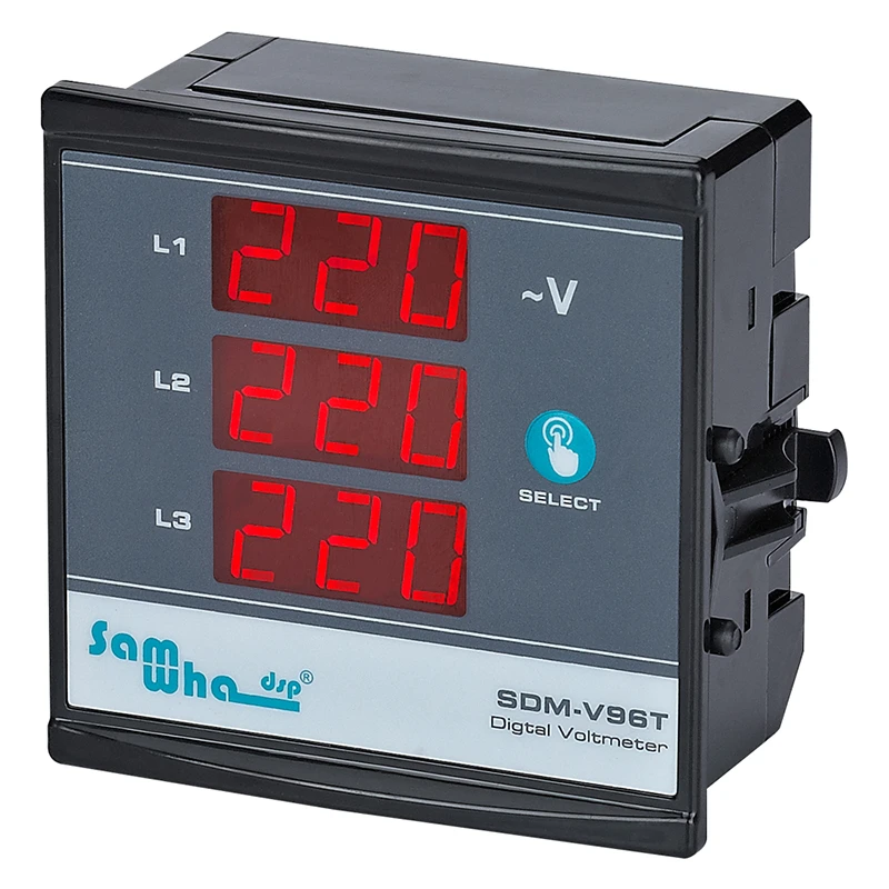 Samwha-dsp Sdm-v96t Digital Three Phase Voltmeter, Shows Phase Sequence, Slim Compact, Led Panel ...