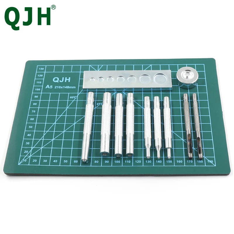 QJH-12Pcs-Punch-Leather-Tool-Hole-Punch-Buttons-Set-Pressing-Studs ...