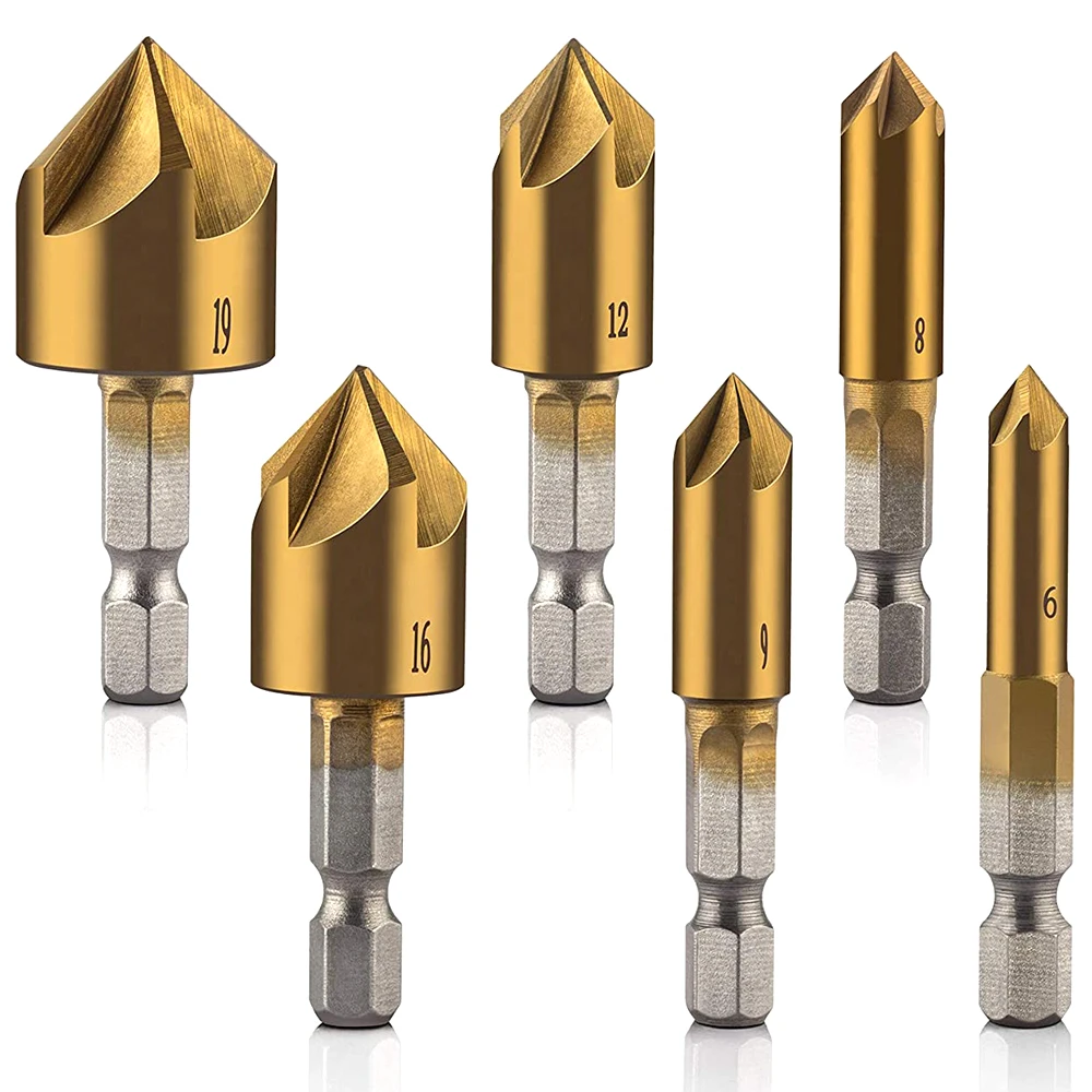 6pcs 6 8 9 12 16 19mm Hss Countersink 6pcs-6-8-9-12-16-19mm-hss-countersink