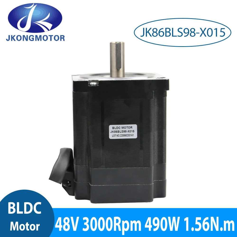 Jkongmotor BLDC Hall Dc Motor 490W 48v 3000RPM 1.56N.m L=111.5mm Keyway ...