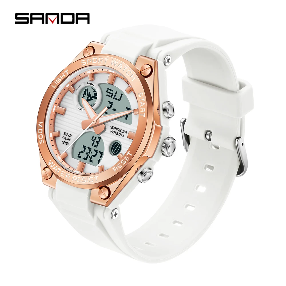 SANDA Men's Digital Quartz Watch 22mm Watch Strap Ladies Electronic ...