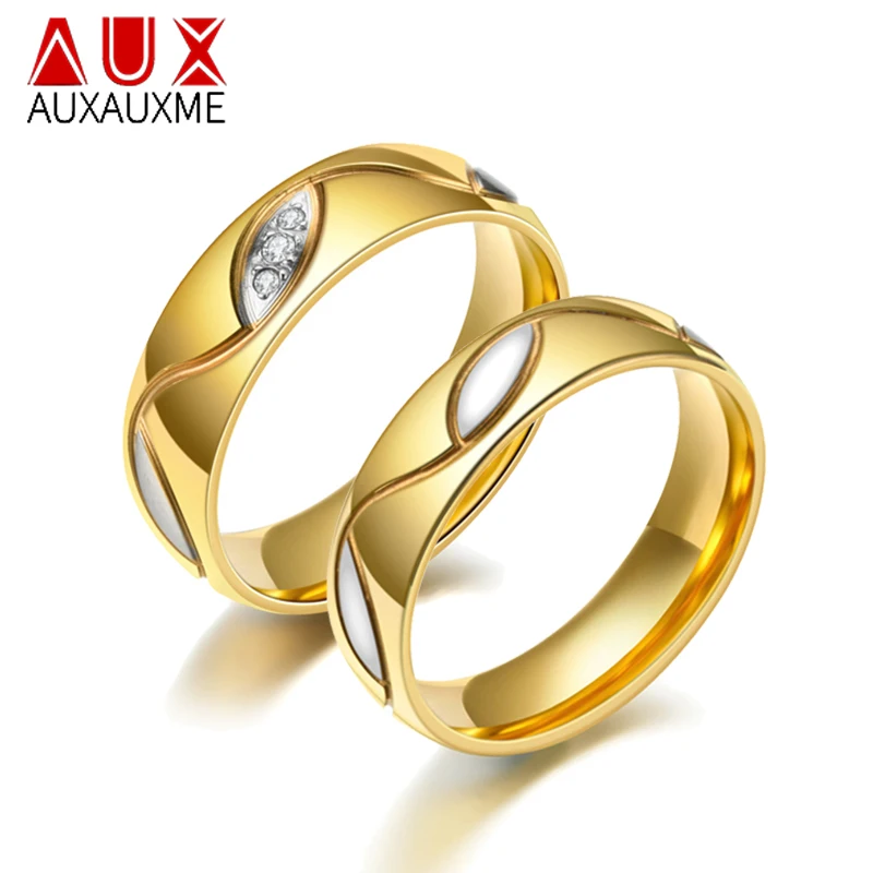 Auxauxme-Golden-Wedding-Rings-High-Quality-Stainless-Steel-Couple ...