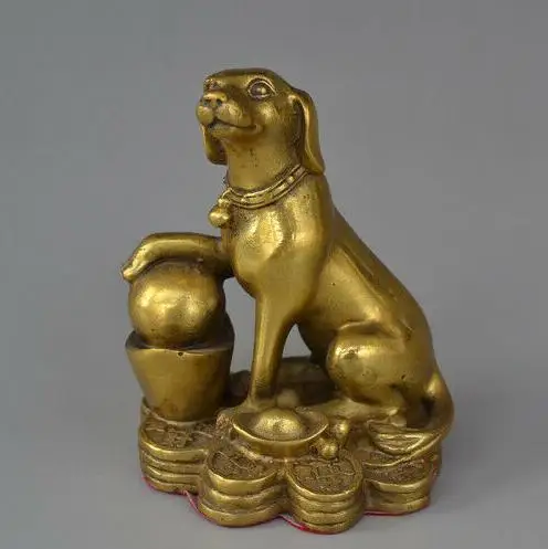Collection Old Chinese Pure Copper Hand made Zodiac Dog Statue|Statues ...