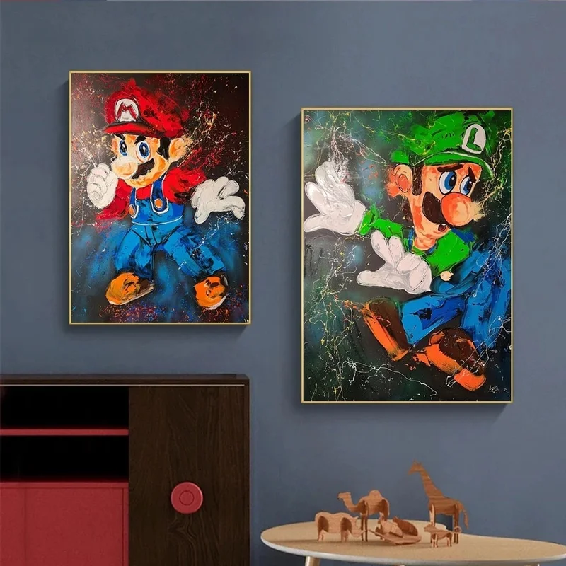 Classic-Game-Super-Mary-Aquarel-Poster-En-Print-Op-Hd-Canvas-Schilderij ...