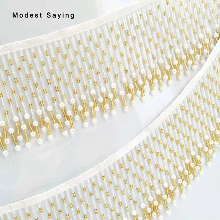 5 Yards Yellow 11cm Beaded Fringe Trim Ribbon Sewing Tassel Fringe ...