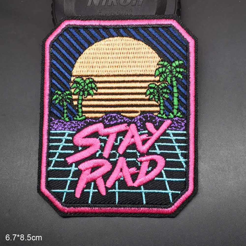 Pink-Trees-Stay-Rad-Iron-On-Patches-Embroidered-Patch-For-Girl-Woman ...