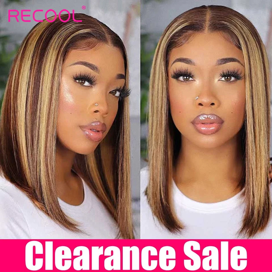 Recool Highlight 4/27 Bob Wig Lace Closure Human Hair Wigs For Women ...