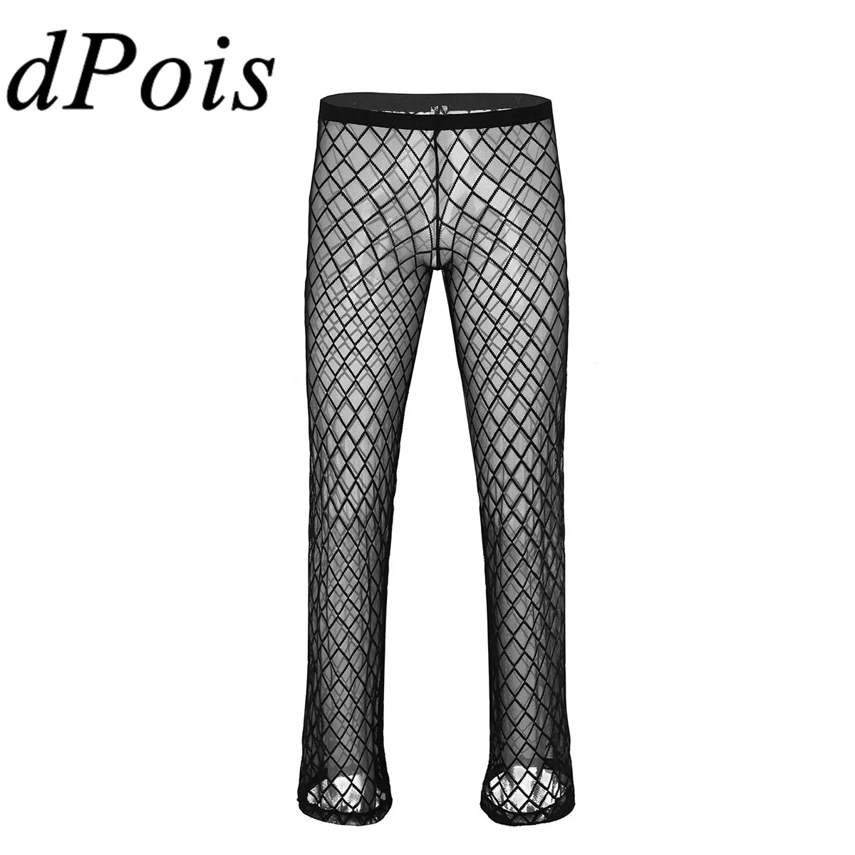 DPOIS Men‘s Mesh Pants Trouser Men Fishnet See Through Sheer Lingerie ...
