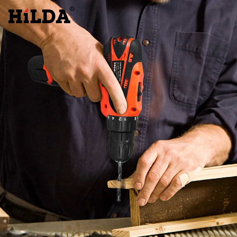 HILDA Cordless Screwdriver Electric Drill Lithium Battery Mini Drill ...