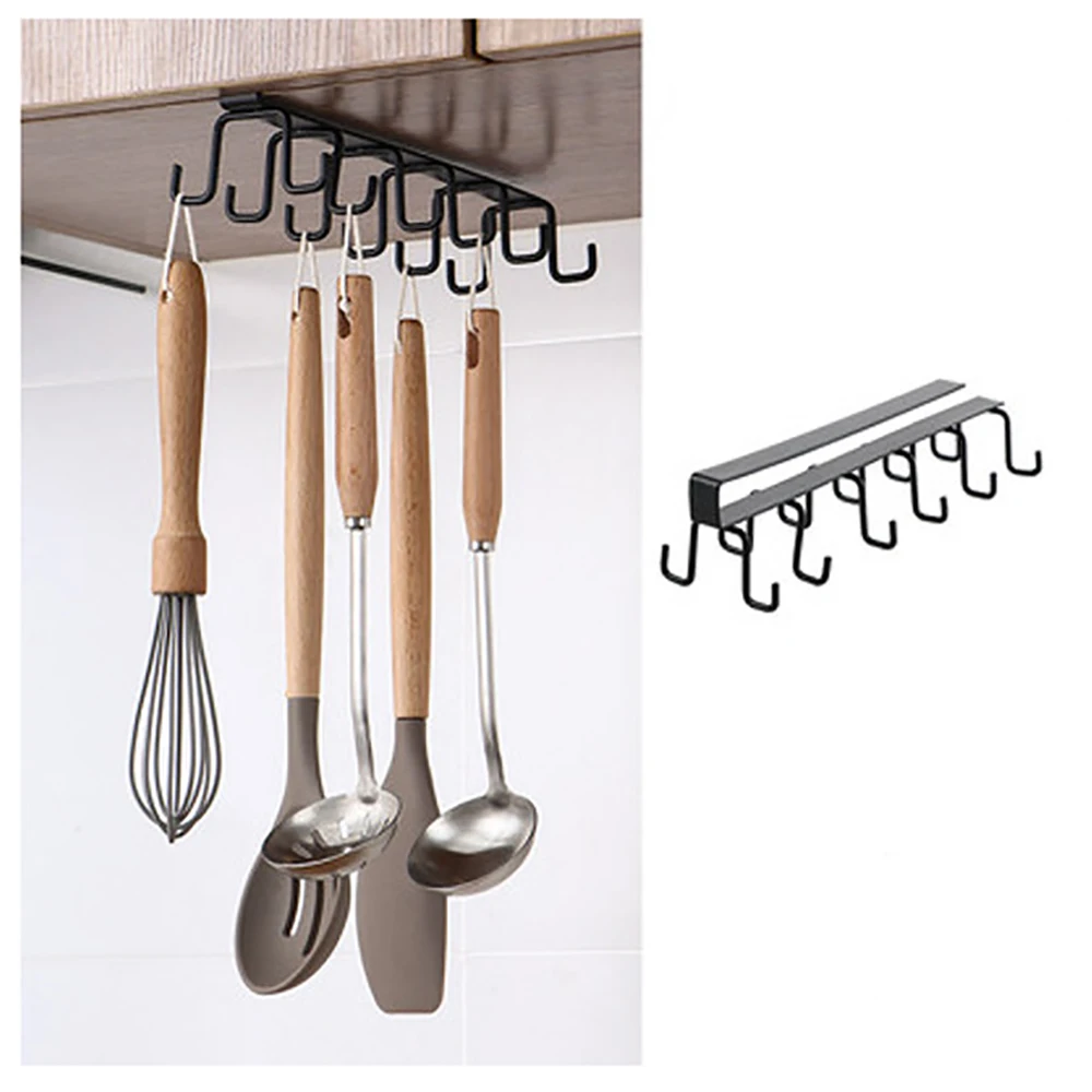 Punch-free Kitchen Rack Wrought Iron Double Row Hook Spoon Shovel ...