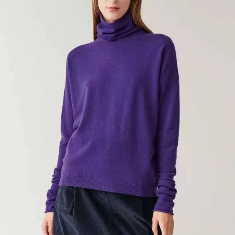Женский свитер, осень и зима, чистый кашемир, водолазка, кашемировый ...